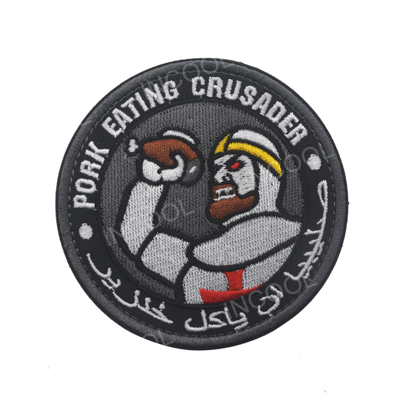 Incool - Embroidery Patch Pork Eating Crusader Hook and Loop Morale Pa ...